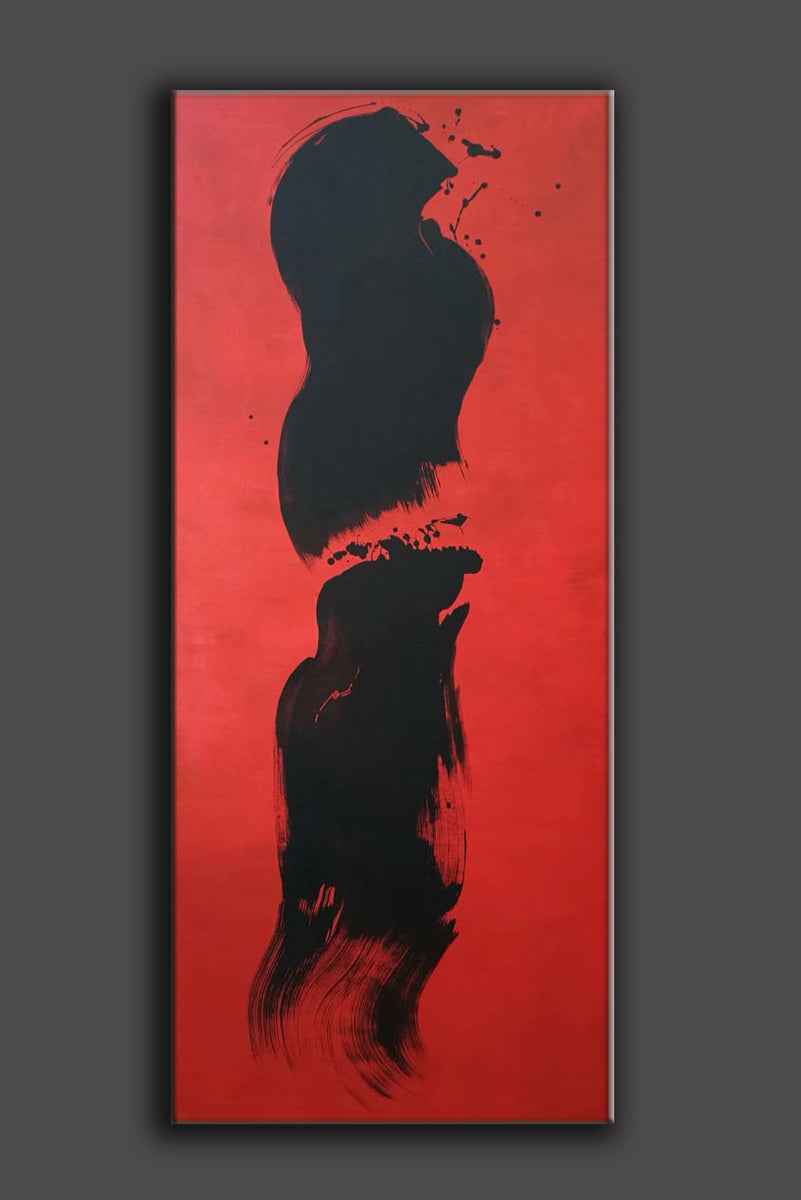 Red modern abstract paintings, contemporary wall art L84 – LargeArtCanvas