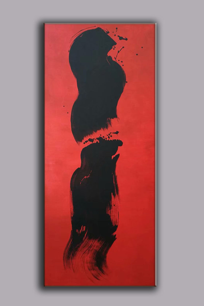 Red modern abstract paintings, contemporary wall art L84 – LargeArtCanvas