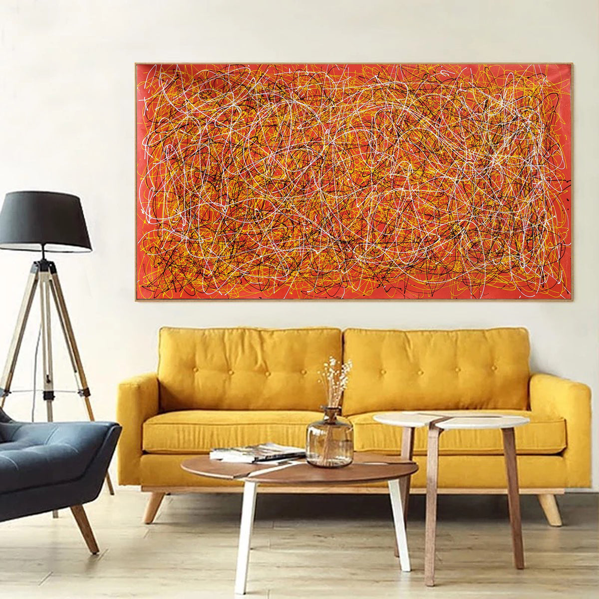 Large wall art oversized horizontal Red oil painting L326 – LargeArtCanvas