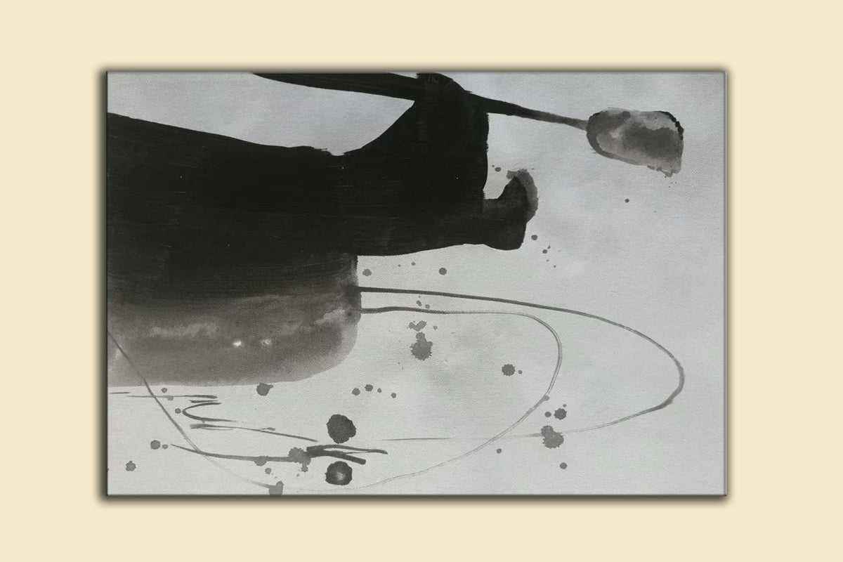 Black abstract oil painting, large oil painting L46 – LargeArtCanvas