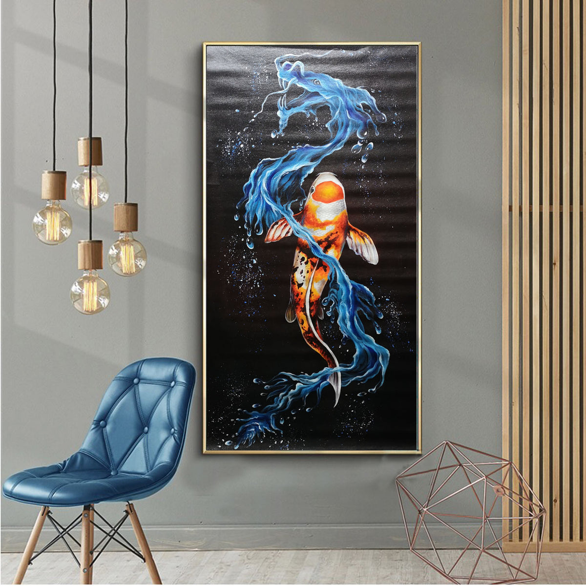 Black modern abstract art, landscape painting L561 – LargeArtCanvas