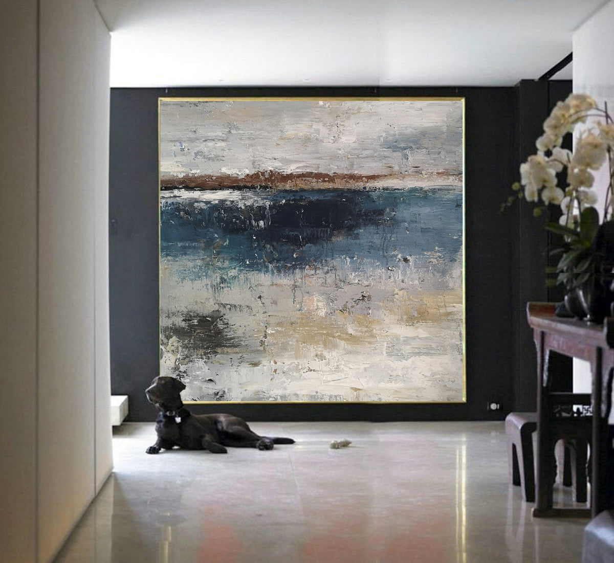Black abstract oil painting, modern art for sale L565 – LargeArtCanvas