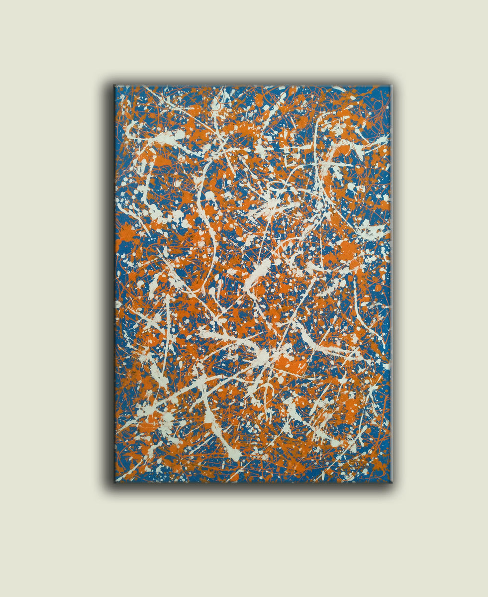 Jackson Pollock inspired art Orange abstract canvas art L197 ...