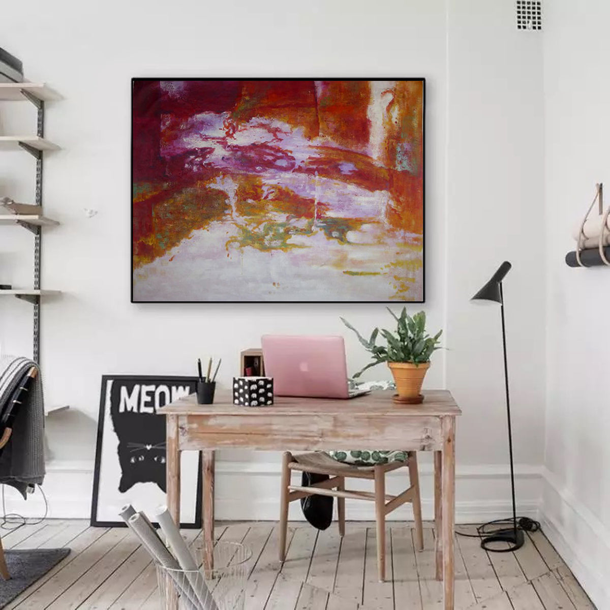 Red modern abstract paintings, large paintings L177 – LargeArtCanvas