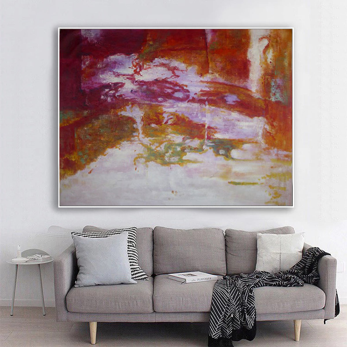 Red modern abstract paintings, large paintings L177 – LargeArtCanvas