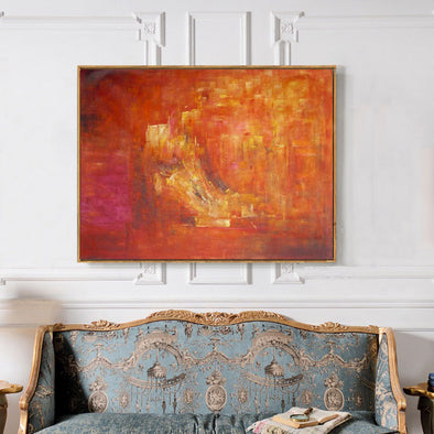Red original art for sale, large oil painting L173 – LargeArtCanvas