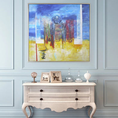 Big blue canvas art, contemporary art paintings L163 – LargeArtCanvas
