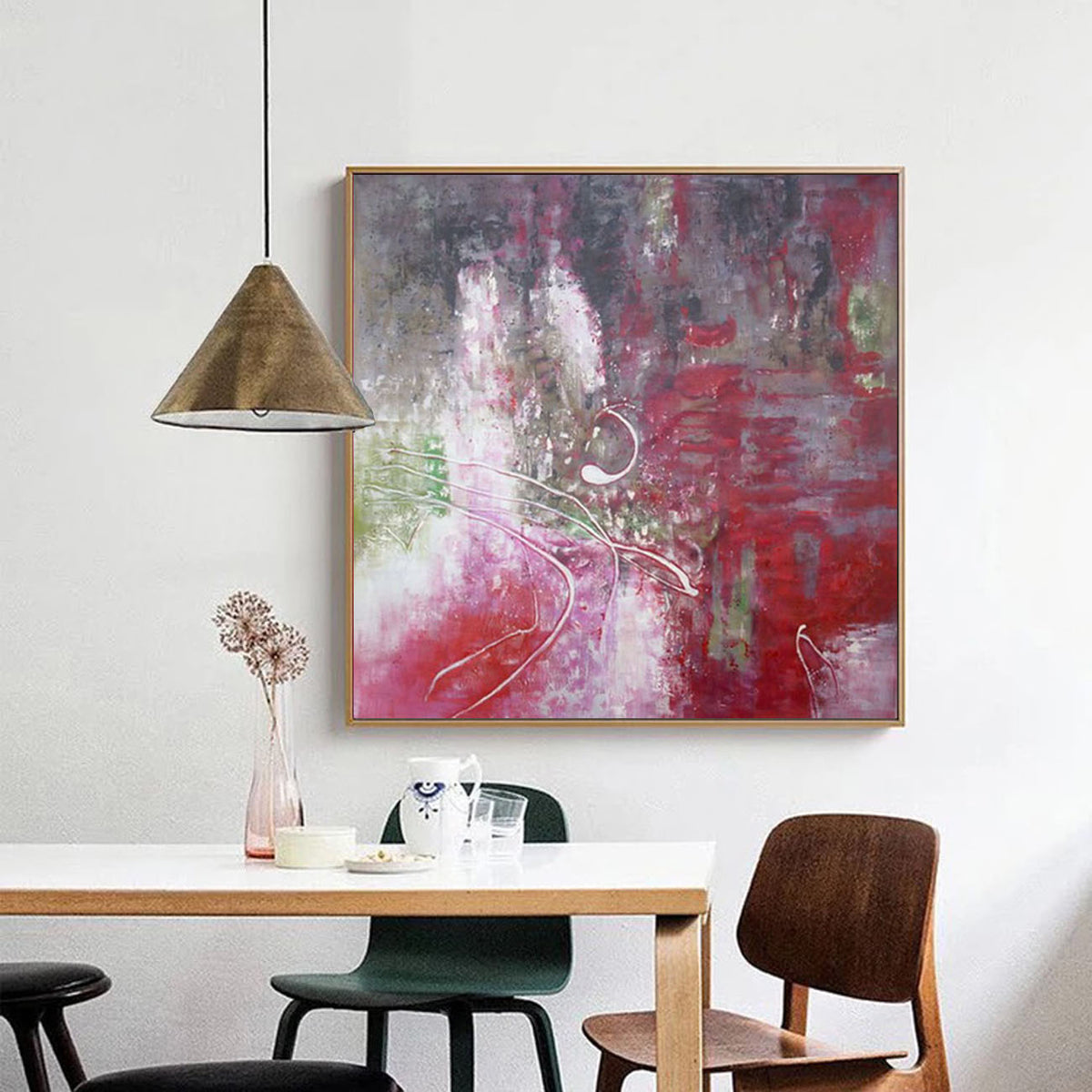 Red oil paintings for sale, contemporary artwork L156 – LargeArtCanvas