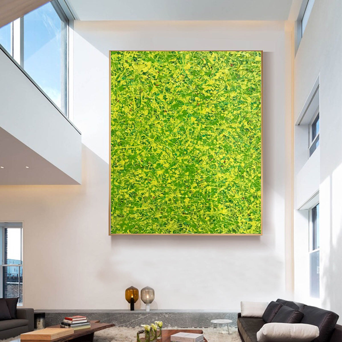 Green abstract painting | Black and green abstract | Large green ...
